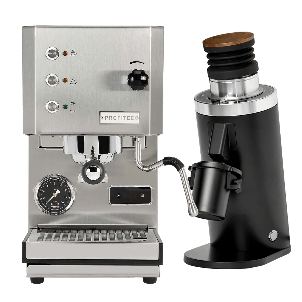 Profitec Go (Stainless Steel) Espresso Machine & DF64 Gen 2 Grinder (B