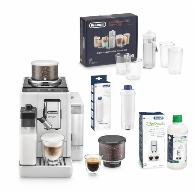 BLACK FRIDAY BUNDLE | De'Longhi Rivelia (White) with LatteCrema Cool,