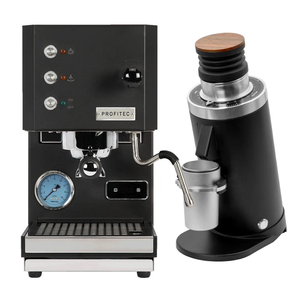 Profitec Go (Black) Espresso Machine & DF64 Gen 2 Grinder w/ DLC Burrs ...