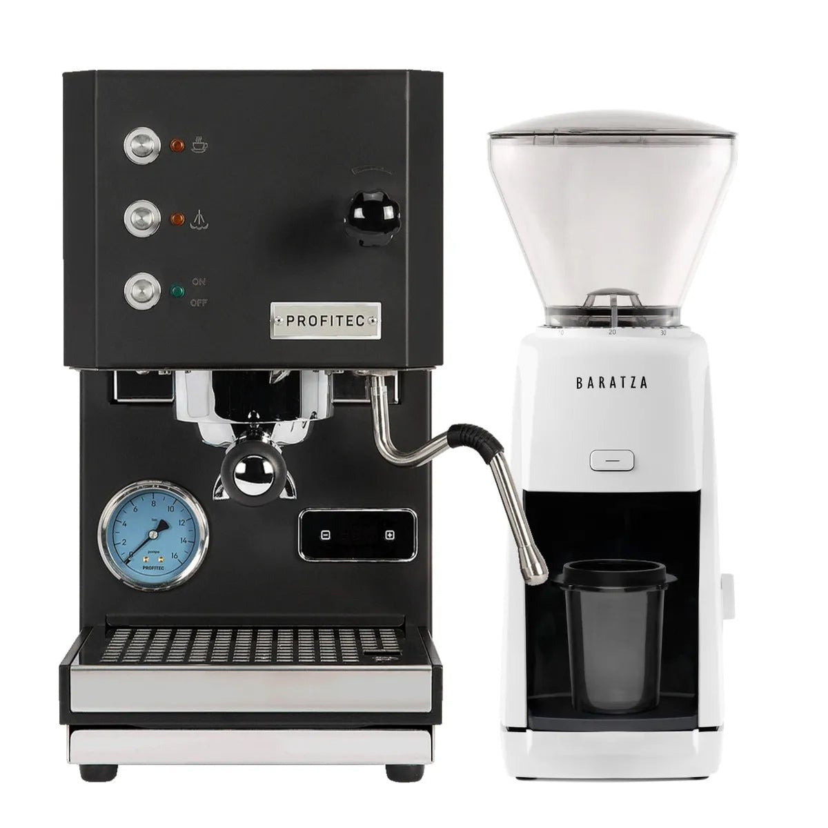 Profitec Go (Black) Espresso Machine & Baratza Encore ESP Grinder (Whi
