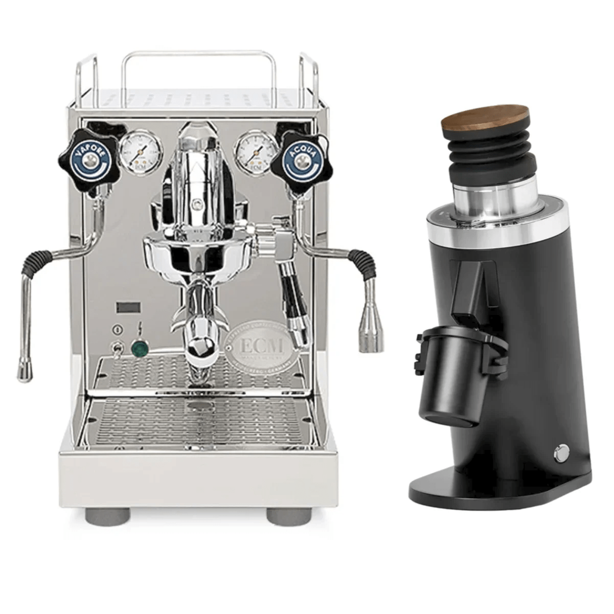 ECM Mechanika Slim w/ PID Espresso Machine and DF64 Grinder (Black) Bu