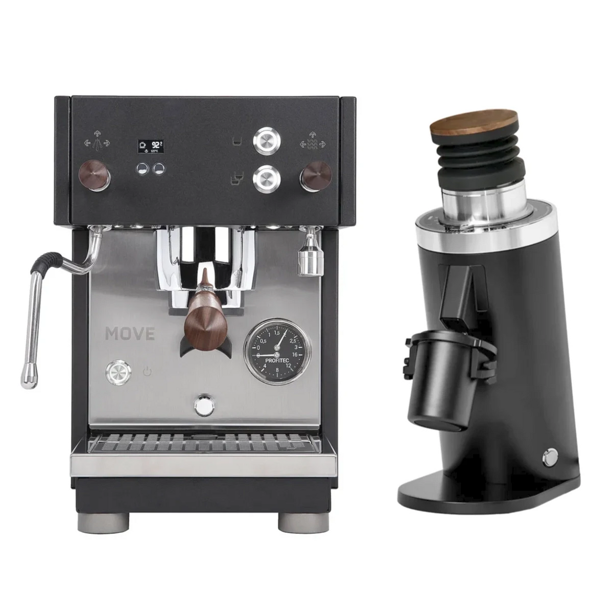 Profitec Move Dual Boiler Espresso Machine (Black) and DF64 Grinder (B