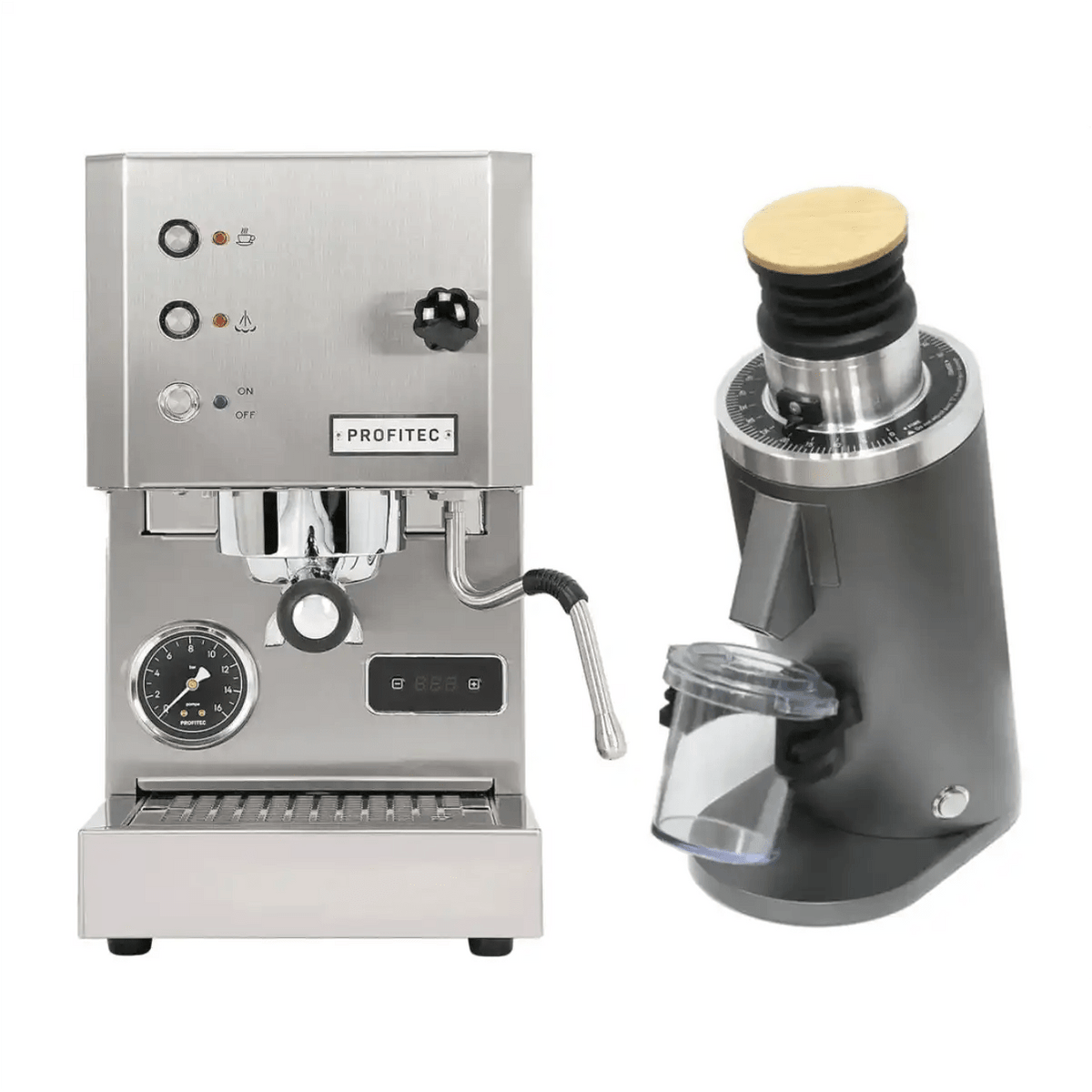 Profitec Go (Stainless Steel) Espresso Machine & DF54 Gen 2 Grinder (G