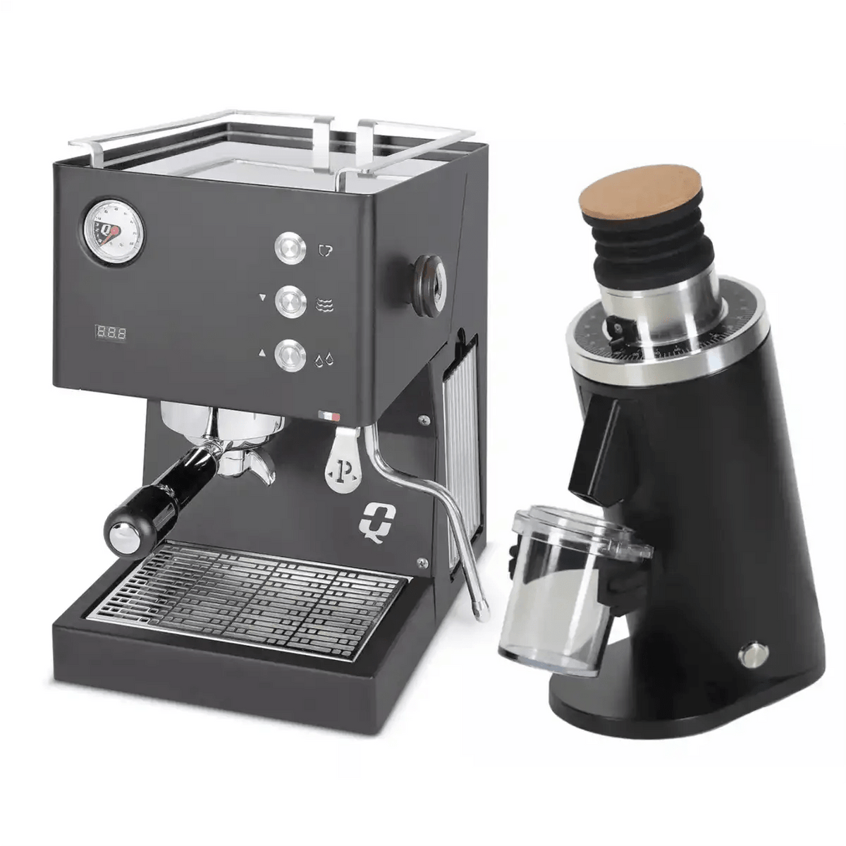 Quick Mill Pop-up (Black) Espresso Machine & DF54 Grinder (Black) Bund