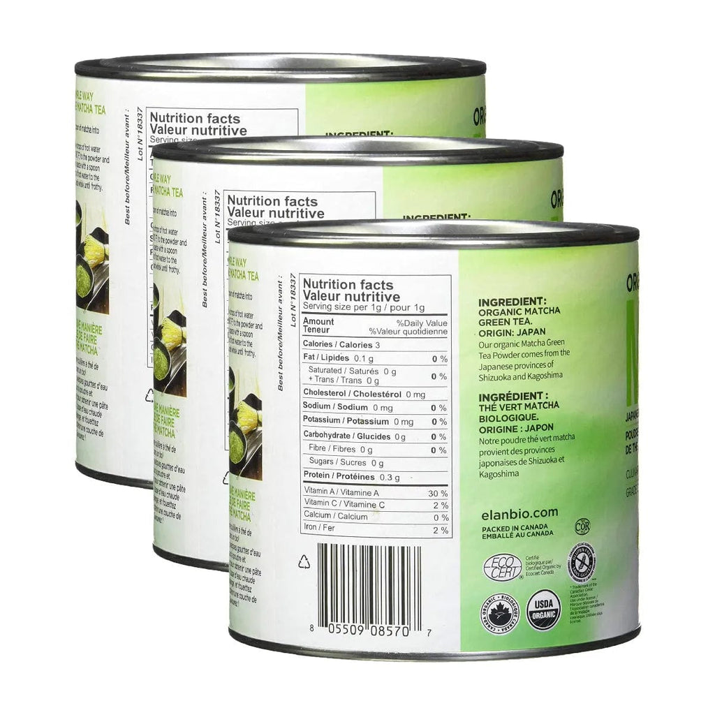 Elan Organic Japanese Matcha Green Tea Powder 3 Pack (750g / 26.5oz ...