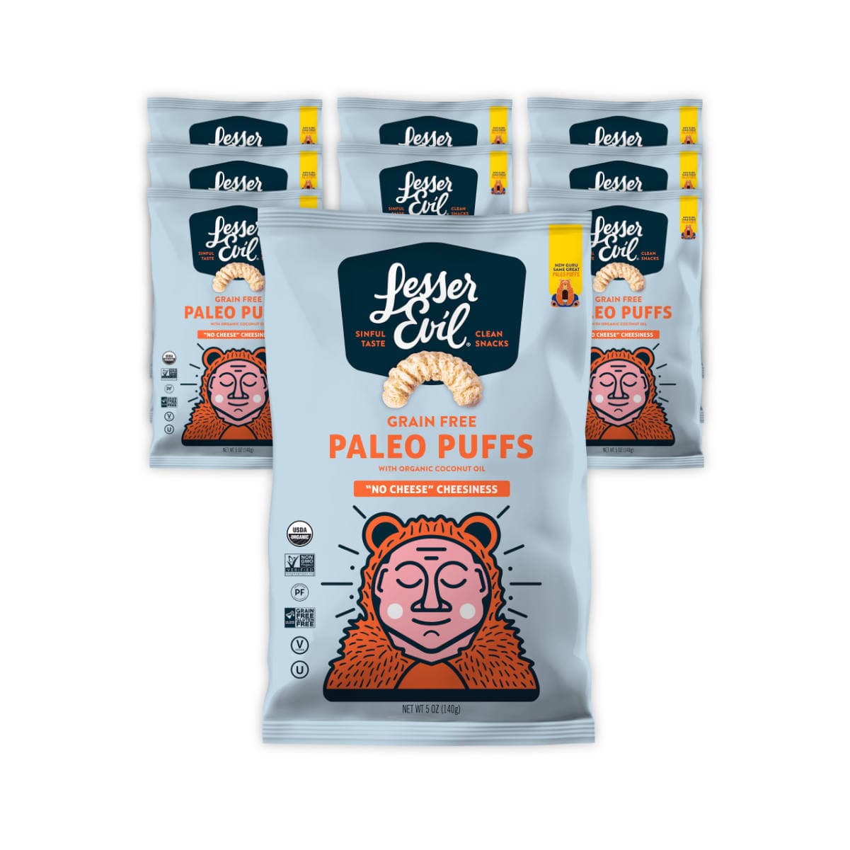 LesserEvil No Cheese Cheesiness Paleo Puffs 5oz (Bulk 9 Bags) – Home ...